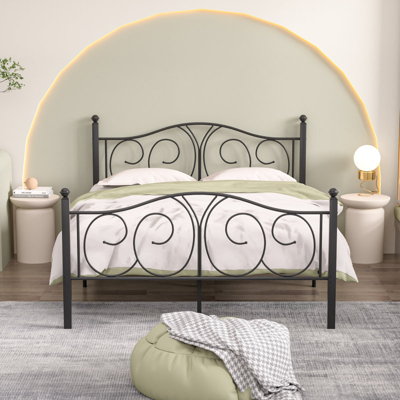 Black metal bed wayfair store